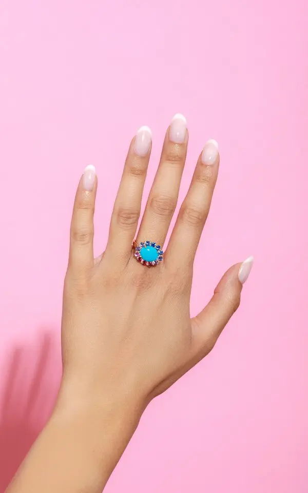 JULIA CHAFE 14k Yellow Gold Turquoise Twilight Ring