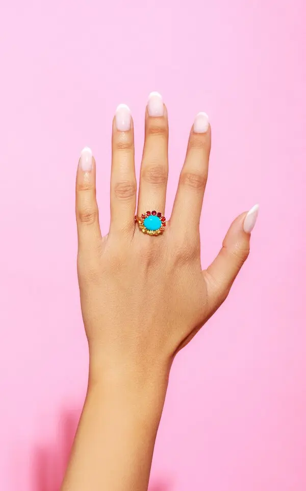 JULIA CHAFE 14k Yellow Gold Turquoise Sunset Ring
