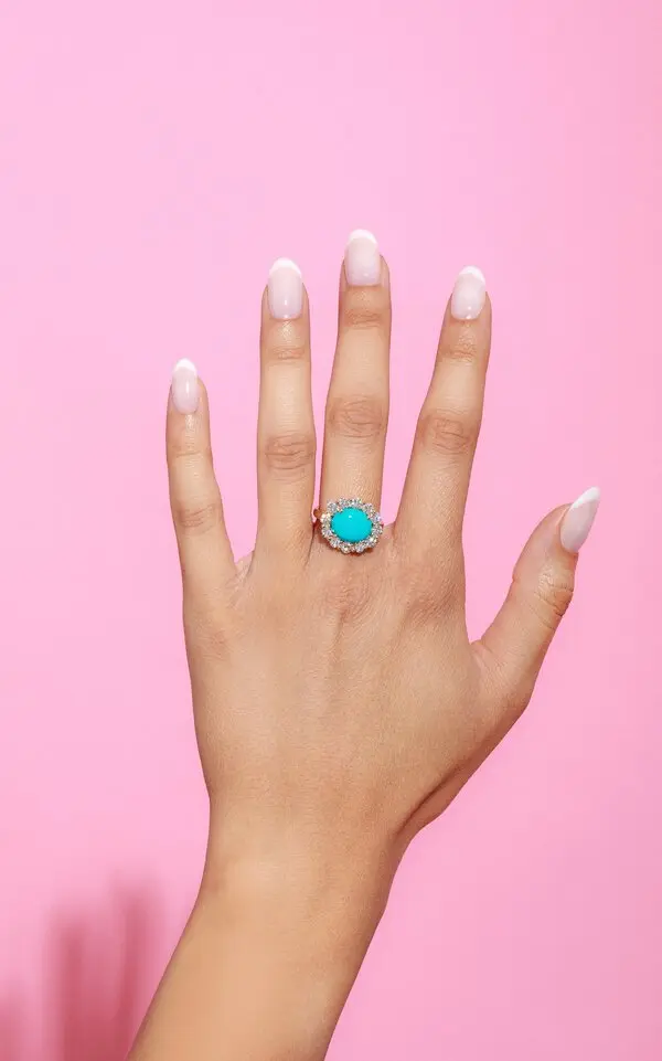 JULIA CHAFE 14k Yellow Gold Turquoise Diamond Ring