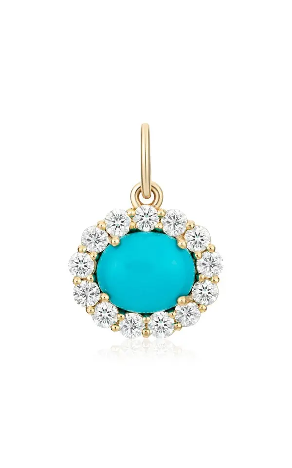 JULIA CHAFE 14k Yellow Gold Turquoise Diamond Charm