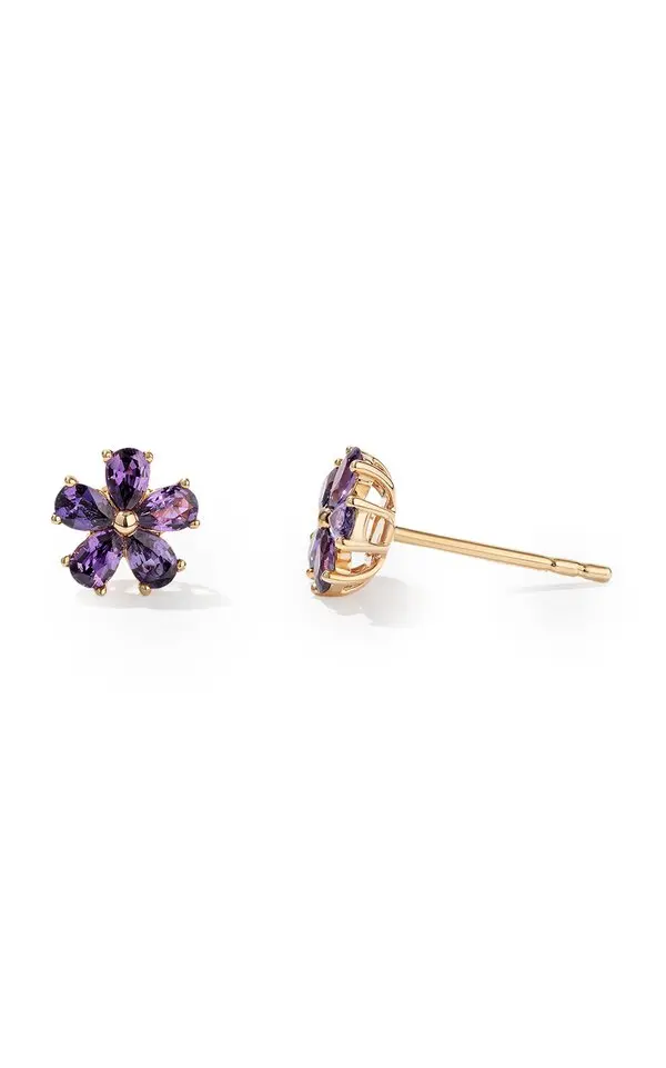 JULIA CHAFE 14k Yellow Gold Flower Stud Earrings
