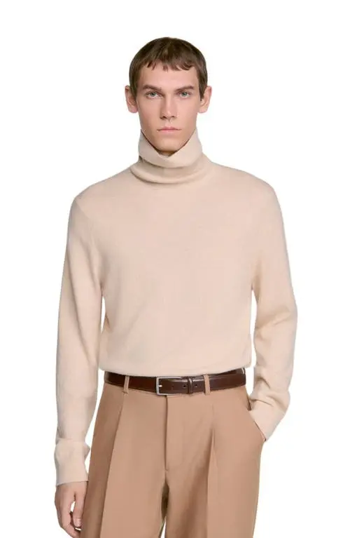 Sandro Glazed Leather Belt With Engraved Buckle
