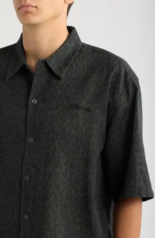ALLSAINTS Leopardo Organic Cotton Blend Button-up Shirt - Iron Black