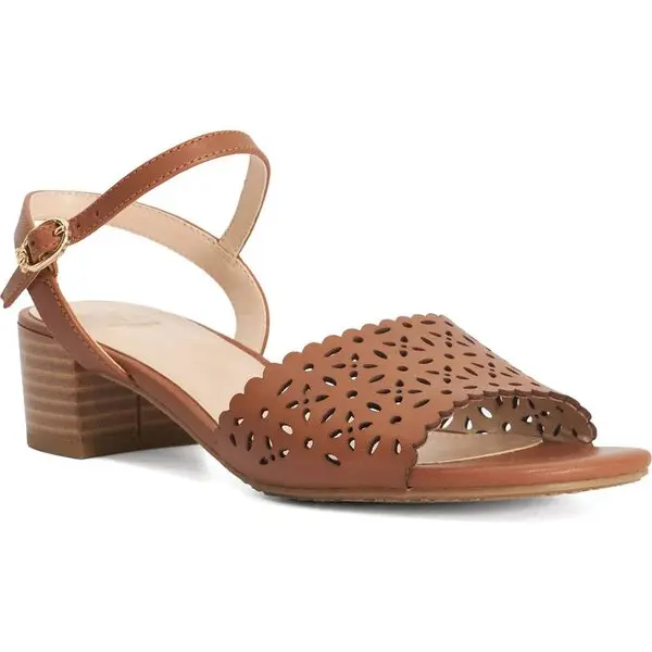Dune London Josephina Laser-cut Leather Block Heel Sandals - Tan