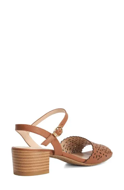 Dune London Josephina Laser-cut Leather Block Heel Sandals - Tan