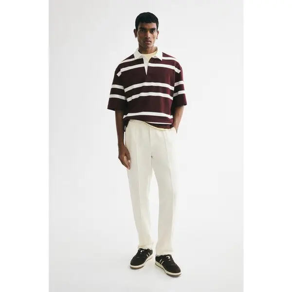 H&M Regular-fit Interlock Crease-front Joggers - Cream