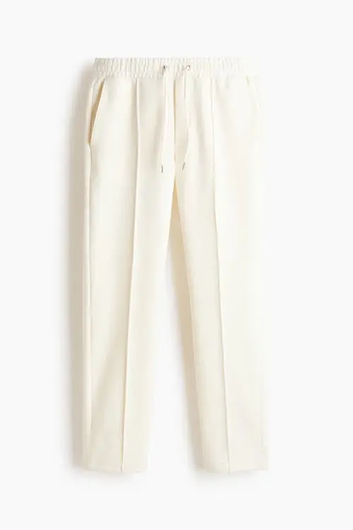 H&M Regular-fit Interlock Crease-front Joggers - Cream