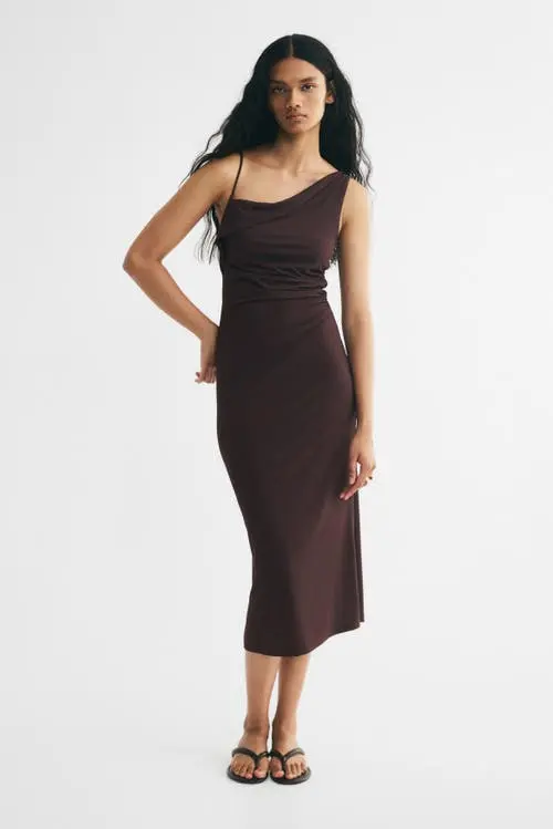H&M Draped Asymmetric Midi Dress