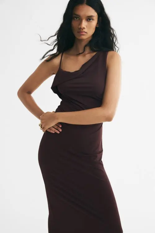 H&M Draped Asymmetric Midi Dress