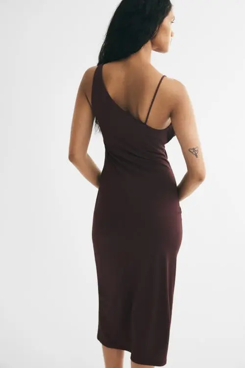 H&M Draped Asymmetric Midi Dress