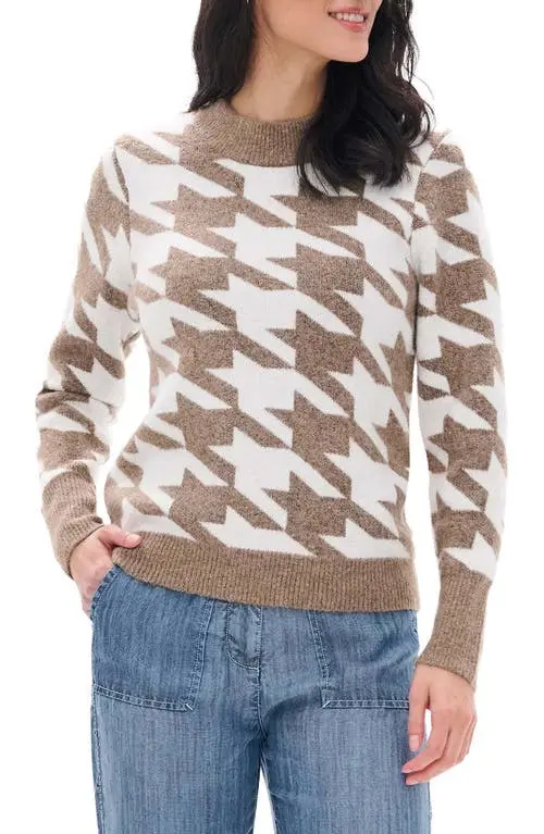 HATLEY Houndstooth Mock Neck Sweater