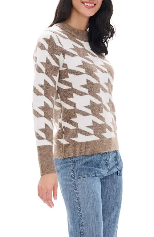 HATLEY Houndstooth Mock Neck Sweater