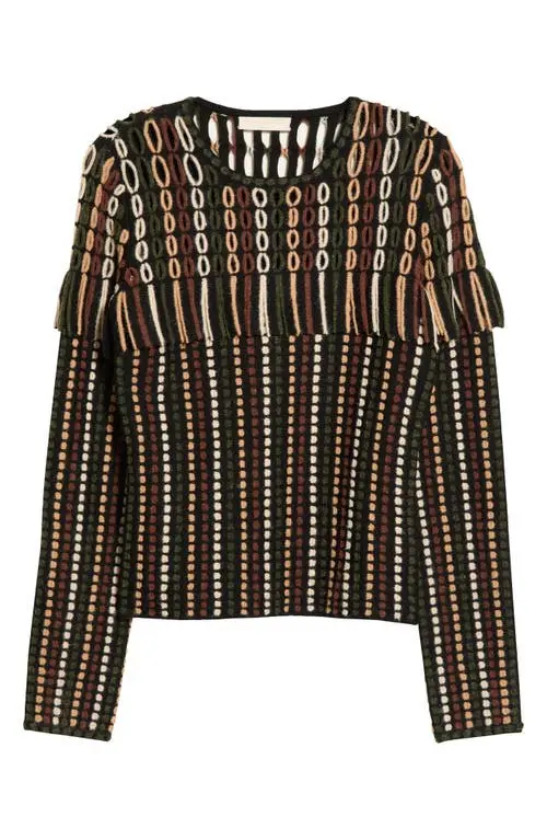 Ulla Johnson Open Knit Sweater With Fringe Detail
