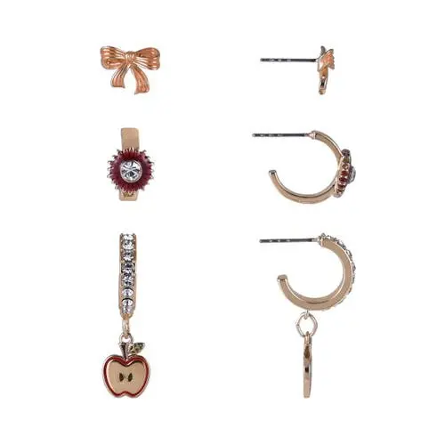 HALLMARK Gold-tone Enamel Apple, Bow, And Sunflower Earring Set