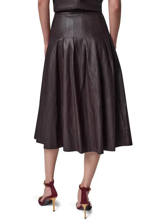 Donna Karan New York Pleated Faux Leather Midi Skirt - Espresso