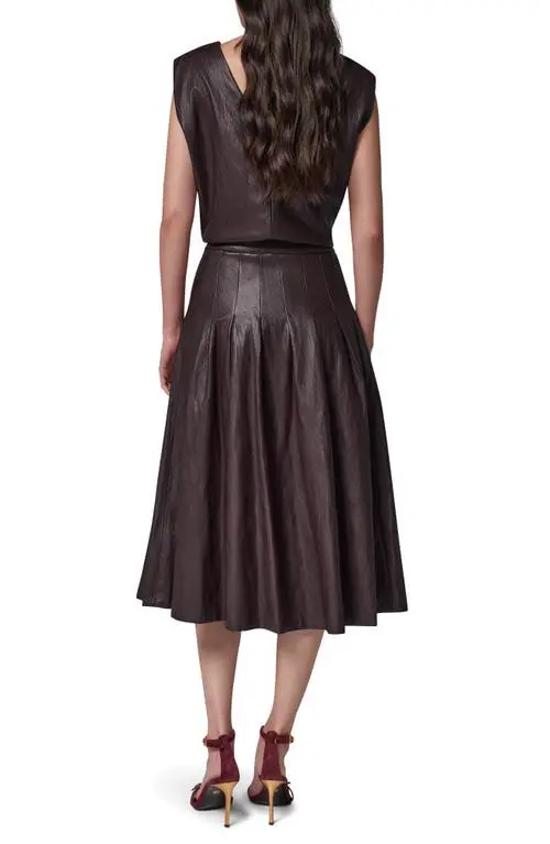 Donna Karan New York Pleated Faux Leather Midi Skirt - Espresso