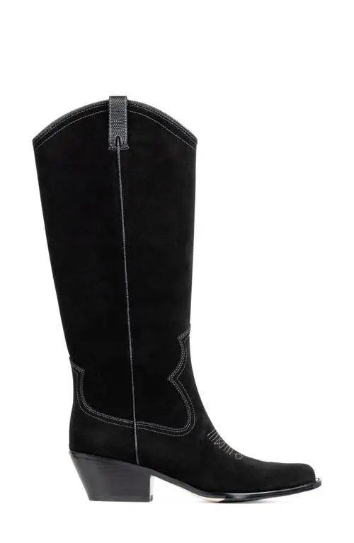 DONALD PLINER Tahlia Knee-high Leather Western Boots - Black