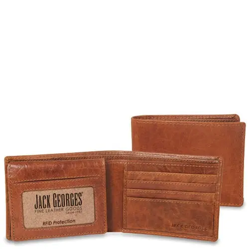 JACK GEORGES Voyager Bifold Wallet With Id Flap - Honey