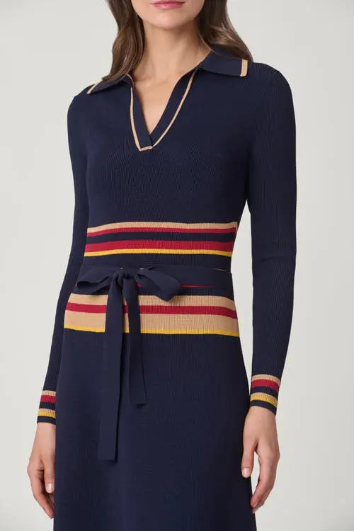 Shoshanna Multicolor Stripe Knit Midi Dress