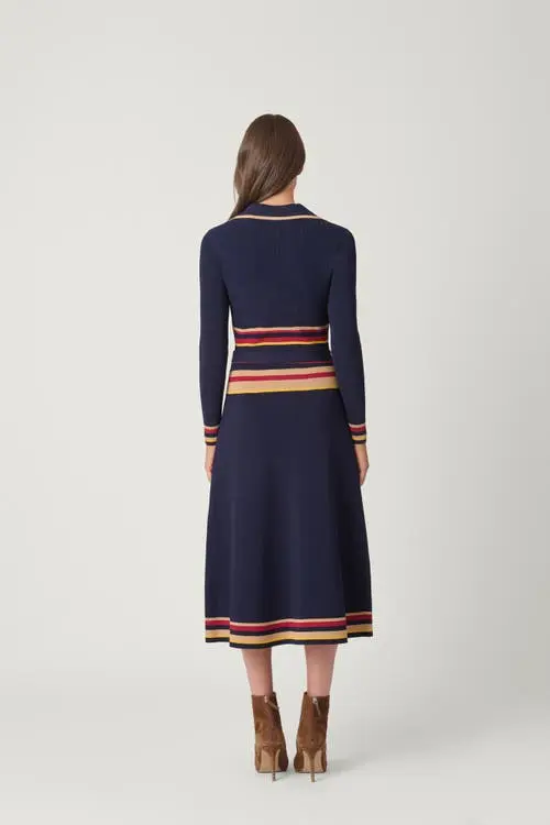 Shoshanna Multicolor Stripe Knit Midi Dress