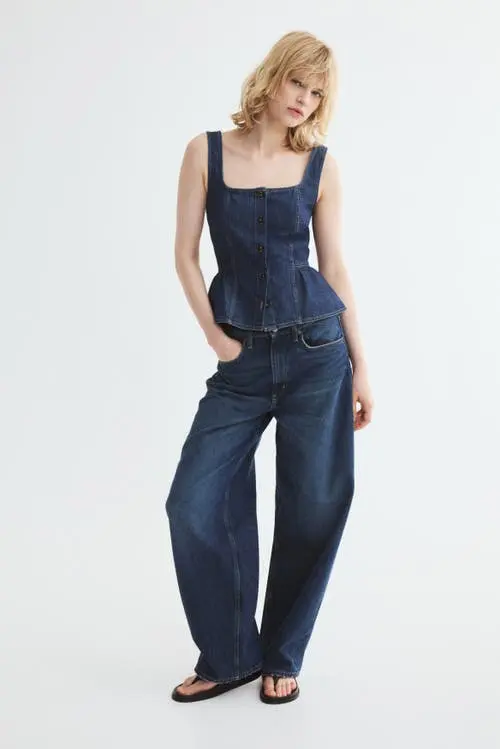 H&M Denim Peplum Top