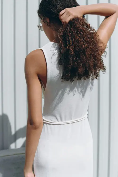 H&M Sleeveless Lace-trimmed Maxi Dress With Tie Belt