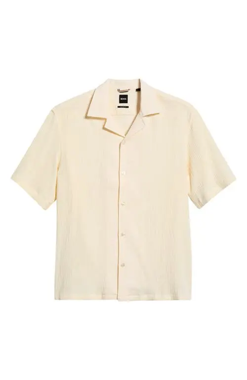 BOSS Lars Relaxed Fit Seersucker Camp Shirt