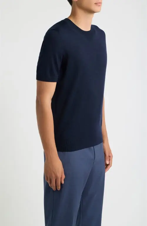 BOSS Virgin Wool Fine Knit Short Sleeve Sweater