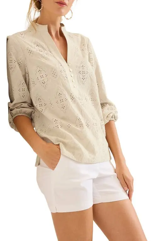 Tommy Bahama Schiffli Eyelet Top - Cameo