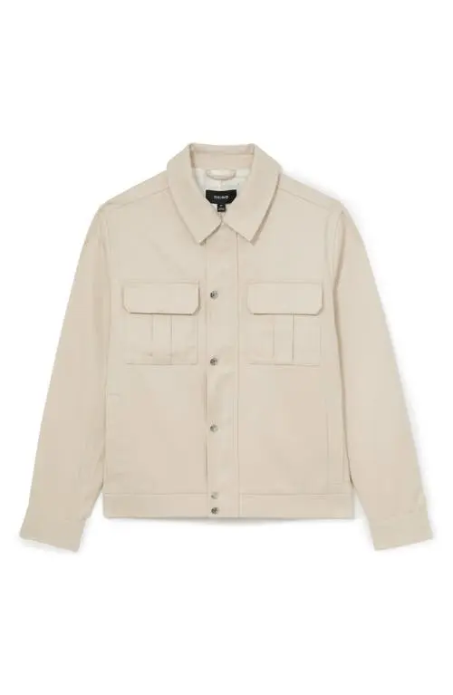 REISS Americas Cotton & Lyocell Shirt Jacket - Stone