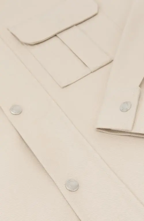 REISS Cotton & Lyocell Spread Collar Shirt Jacket - Stone