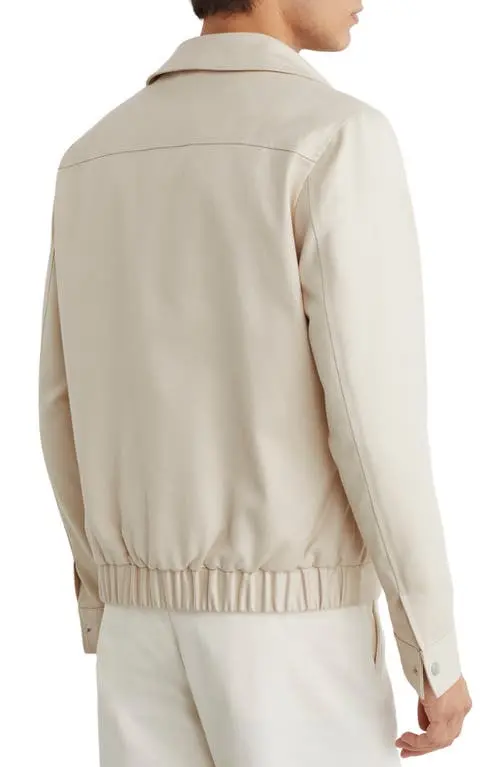 REISS Cotton & Lyocell Spread Collar Shirt Jacket - Stone