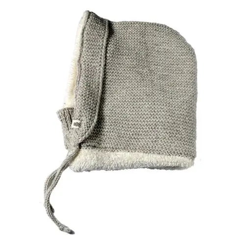NIRVANNA DESIGNS Lambswool Seed-stitch Hood With Chin Ties - Black