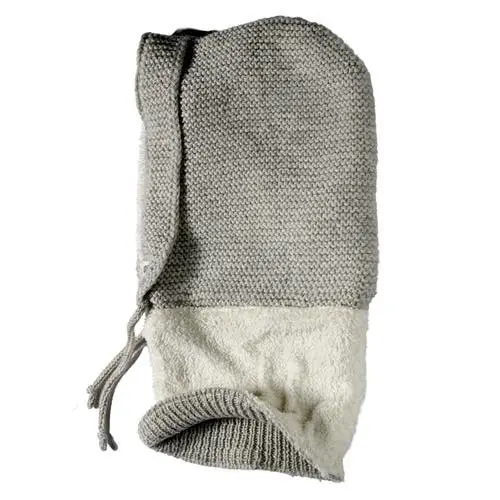 NIRVANNA DESIGNS Lambswool Seed-stitch Hood With Chin Ties - Black