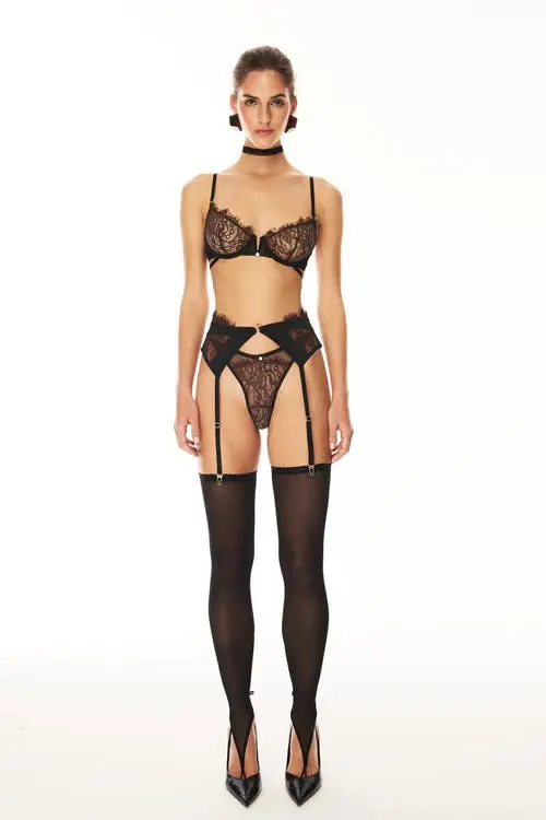 HOUSE OF SILK Gloria Garter Belt - Brown