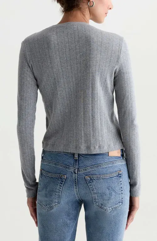 Ag Agden Cotton Pointelle Cardigan - Heather Grey