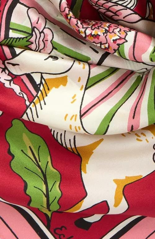 Echo Year Of The Goat Silk Square Scarf - Red