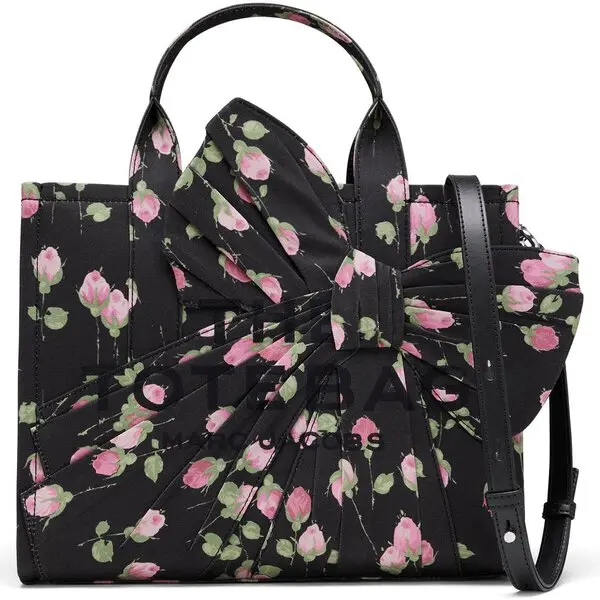 Marc Jacobs The Medium Tote Bag In Canvas Print Floral - Black Multi