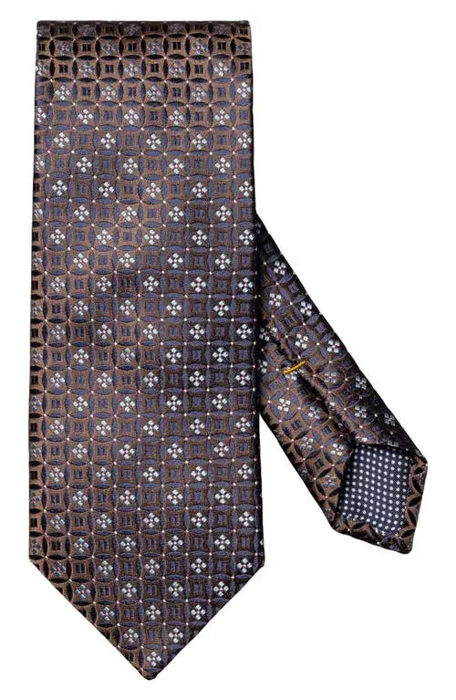 Eton Floral Medallion Silk Tie - Medium Brown