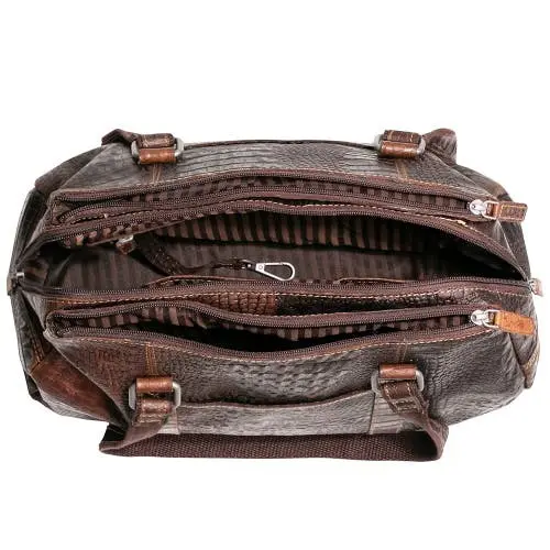 JACK GEORGES Hornback Croco Satchel Handbag - Brown