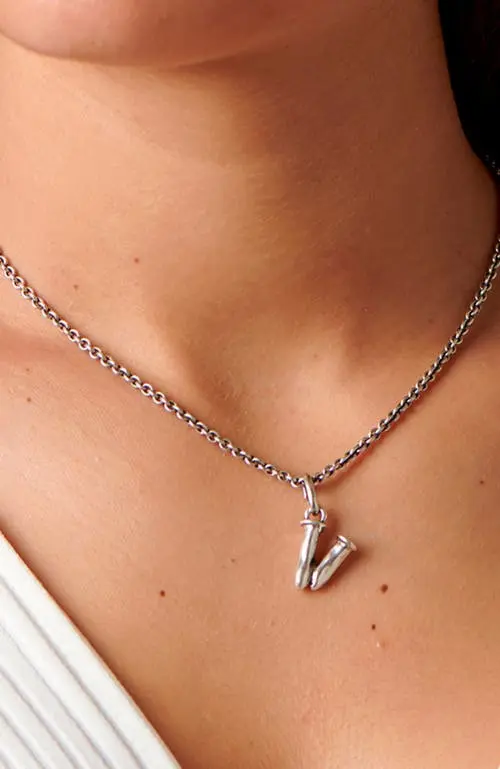 UNODE50 Sterling -plated Letter V Charm - Silver