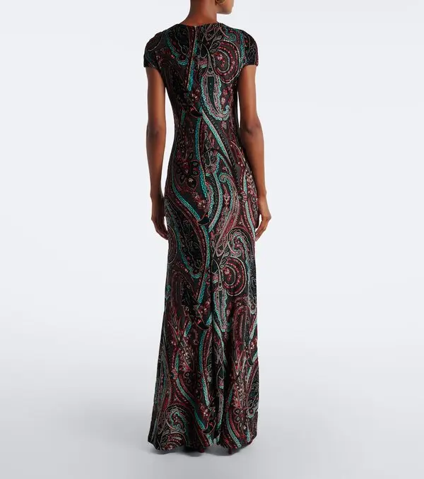 Etro Paisley Velvet Devoré Gown