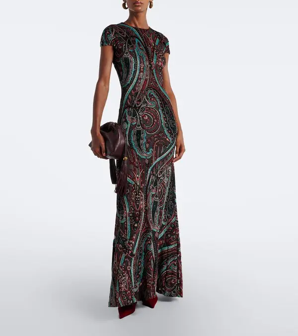 Etro Paisley Velvet Devoré Gown