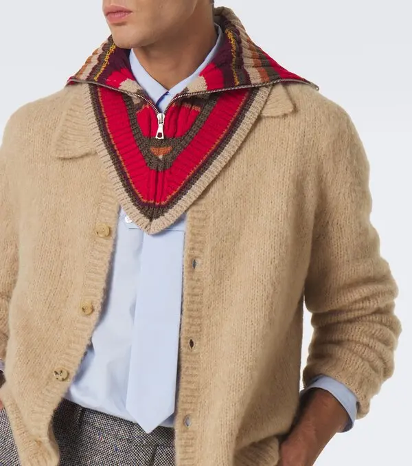 Dries Van Noten Striped Wool Zip-up Collar