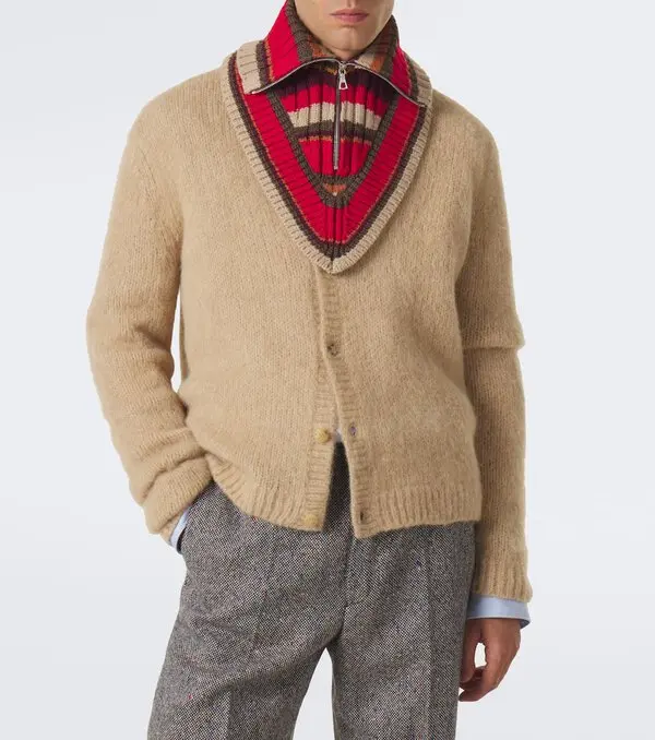 Dries Van Noten Striped Wool Zip-up Collar