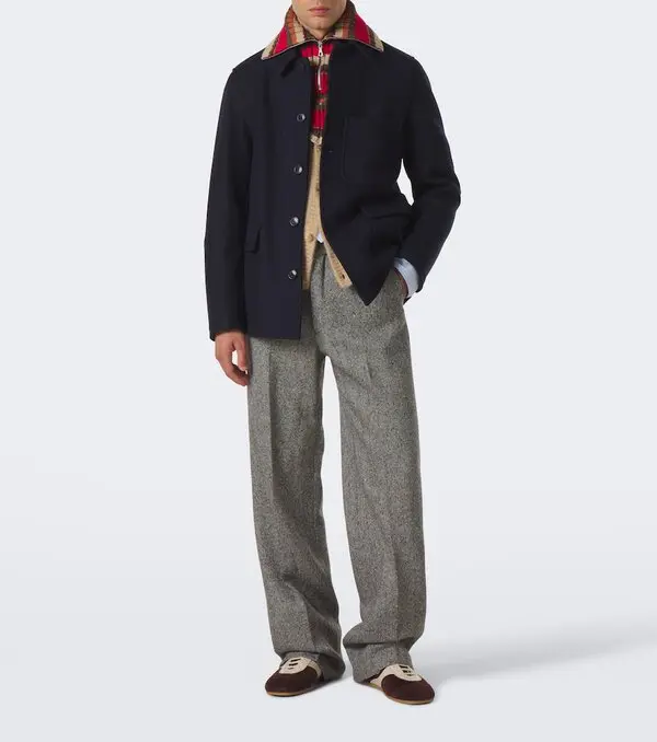 Dries Van Noten Striped Wool Zip-up Collar