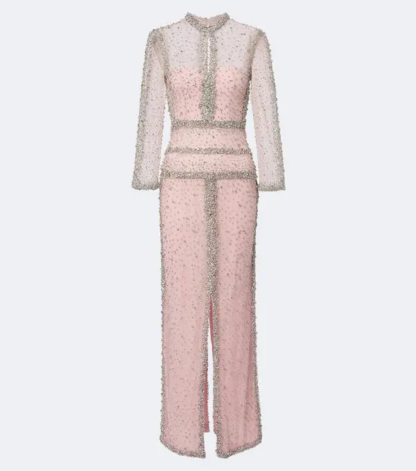 Costarellos Belina Embellished Tulle Gown