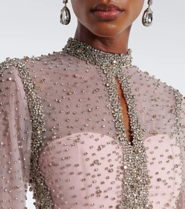 Costarellos Belina Embellished Tulle Gown