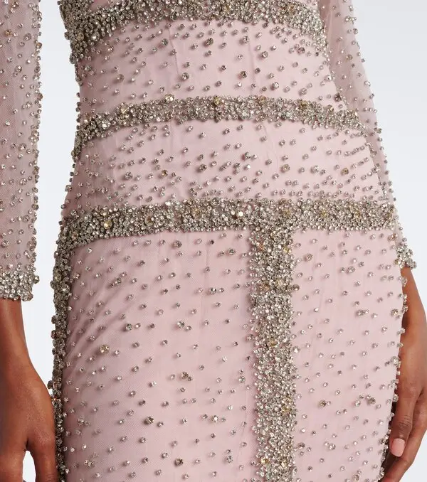 Costarellos Belina Embellished Tulle Gown