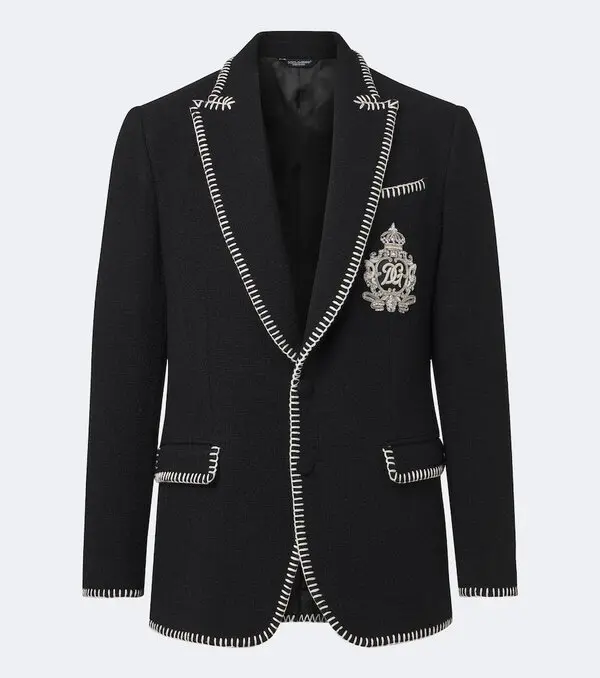 Dolce & Gabbana Dg Embellished Wool-blend Tweed Blazer